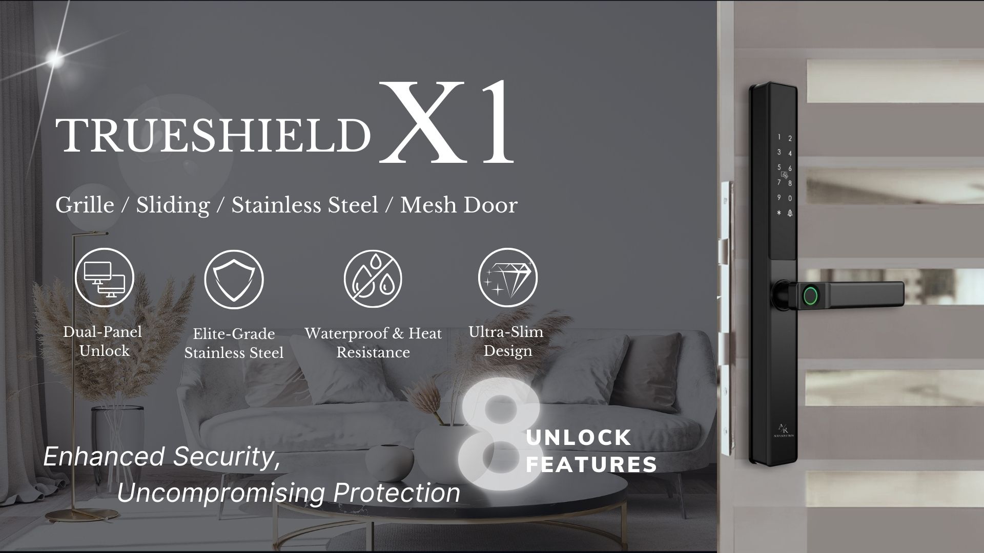 AURA TRUESHIELD X1 Smart Lock - Premium Stainless Steel Wi-Fi Smart Lock